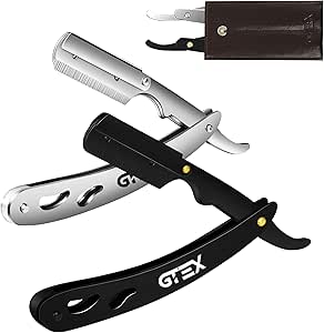 Cut Throat Razor Kit by GTEX - 2 Straight Razor with Leather Pouch ...