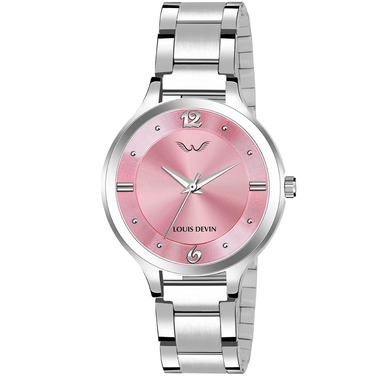 LOUIS DEVIN Stainless Steel Chain Analog Wrist Watch for Women (Pink ...