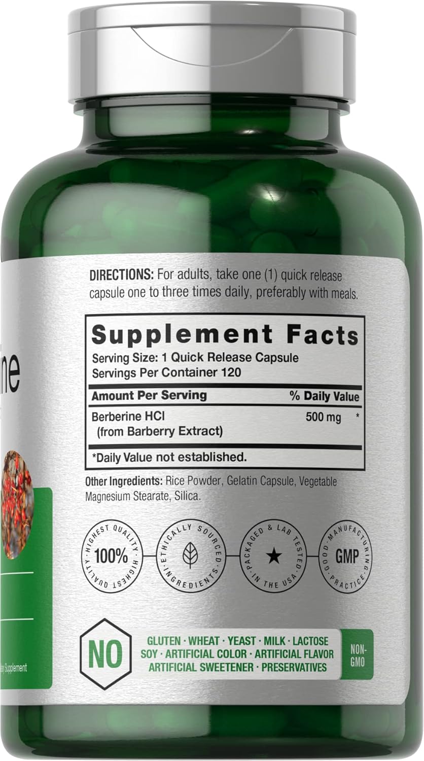 Buy Berberine Supplement | 120 Capsules | Berberine HCl from Barberry ...