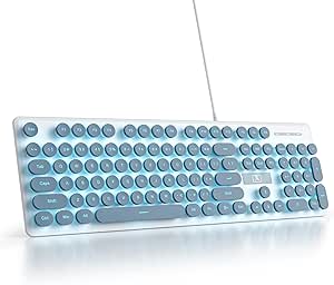 Amazon.com: Mosptnspg Wired Quiet Membrane Keyboard,Full Size 104-Keys ...