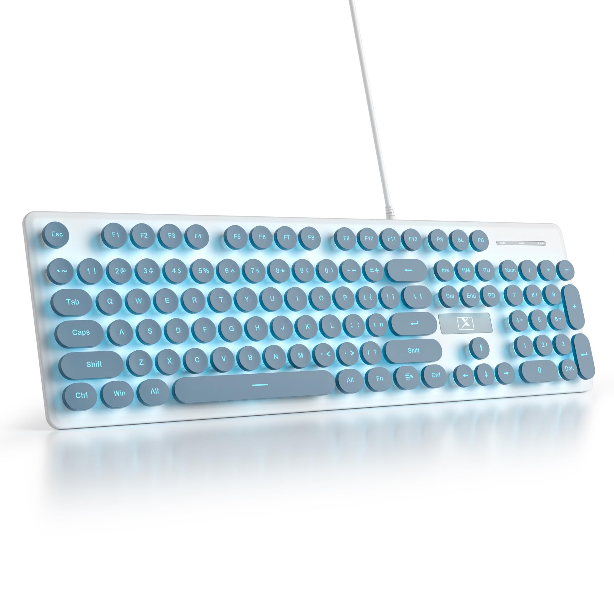 Amazon.com: Mosptnspg Wired Quiet Membrane Keyboard,Full Size 104-Keys ...