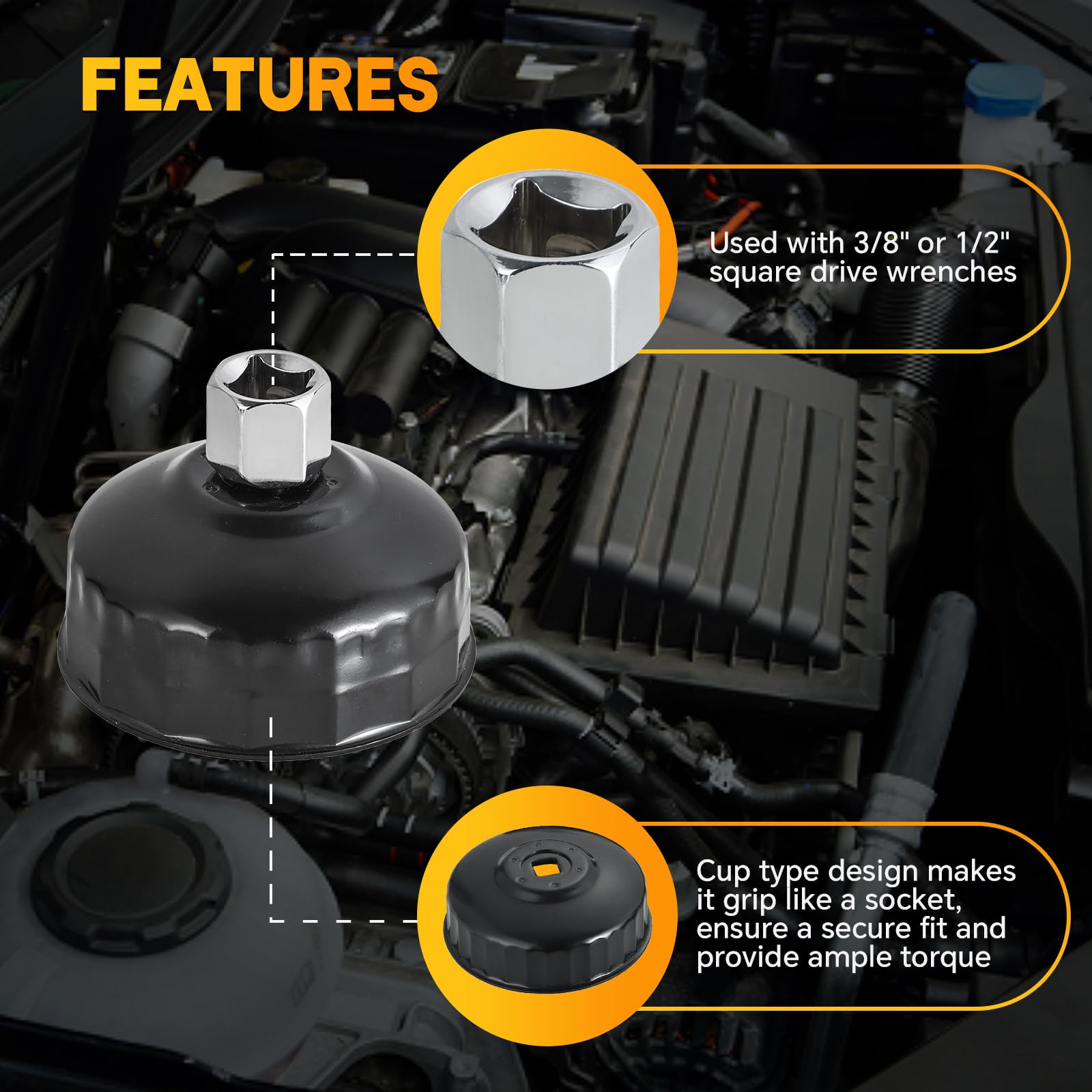 Snapklik.com : Weyleity 15PCS Oil Filter Cap Wrench Tool Universal Cup ...