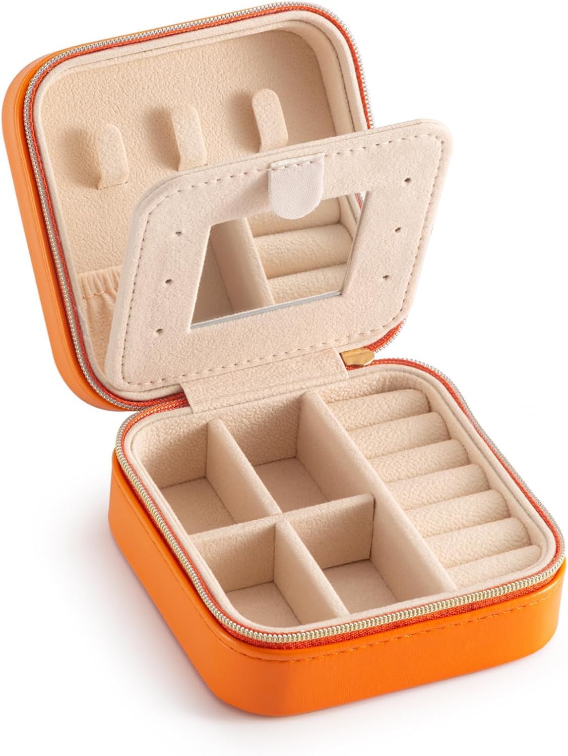 Jewelry Travel Case with Mirror,Small Jewelry Case Organizer, Portable ...