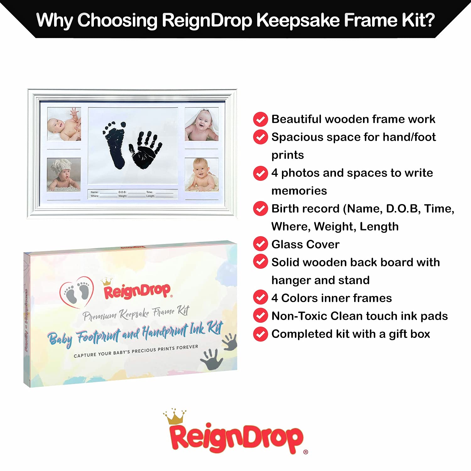 Snapklik.com : ReignDrop Baby Foot Prints Handprints Keepsake Frame