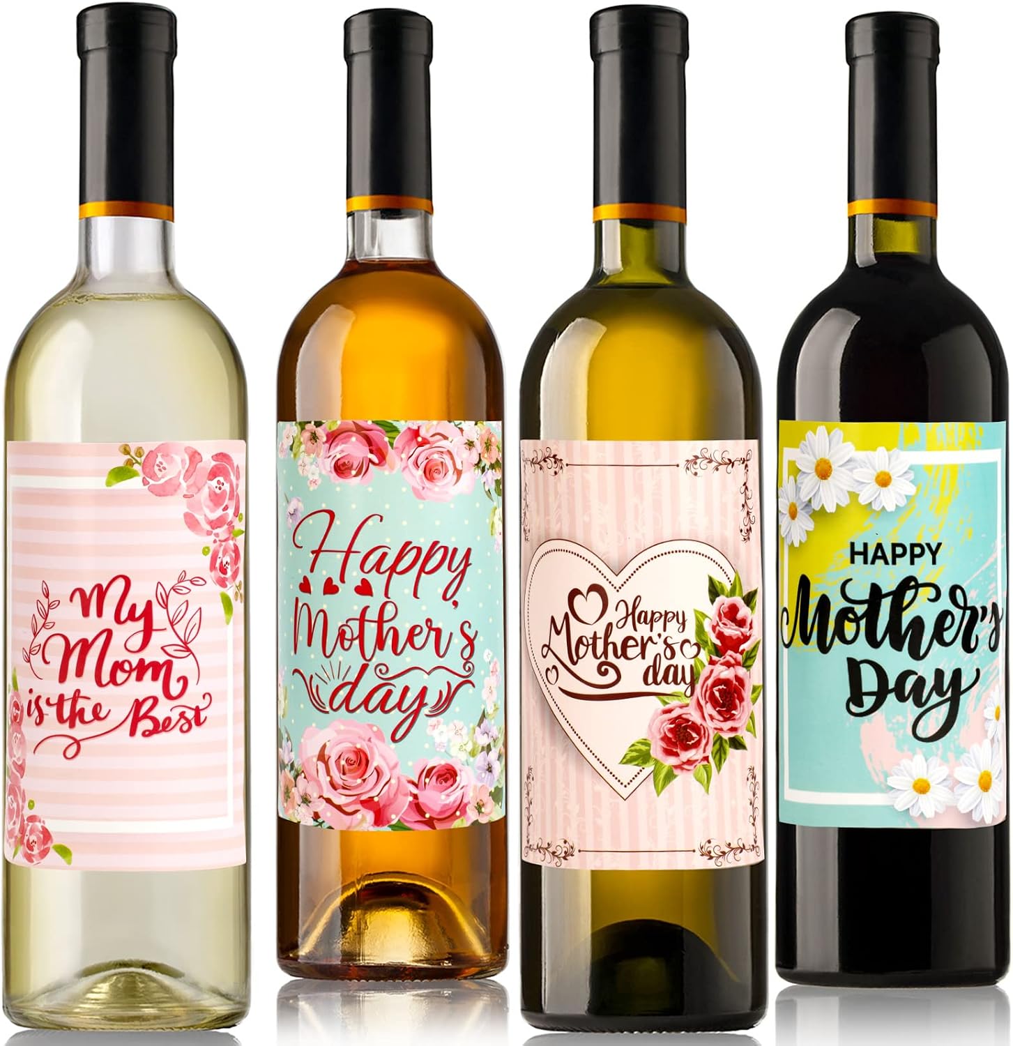 Amazon.com: HOWAF 24pcs Mother's Day Wine Bottle Stickers,Happy Mother ...