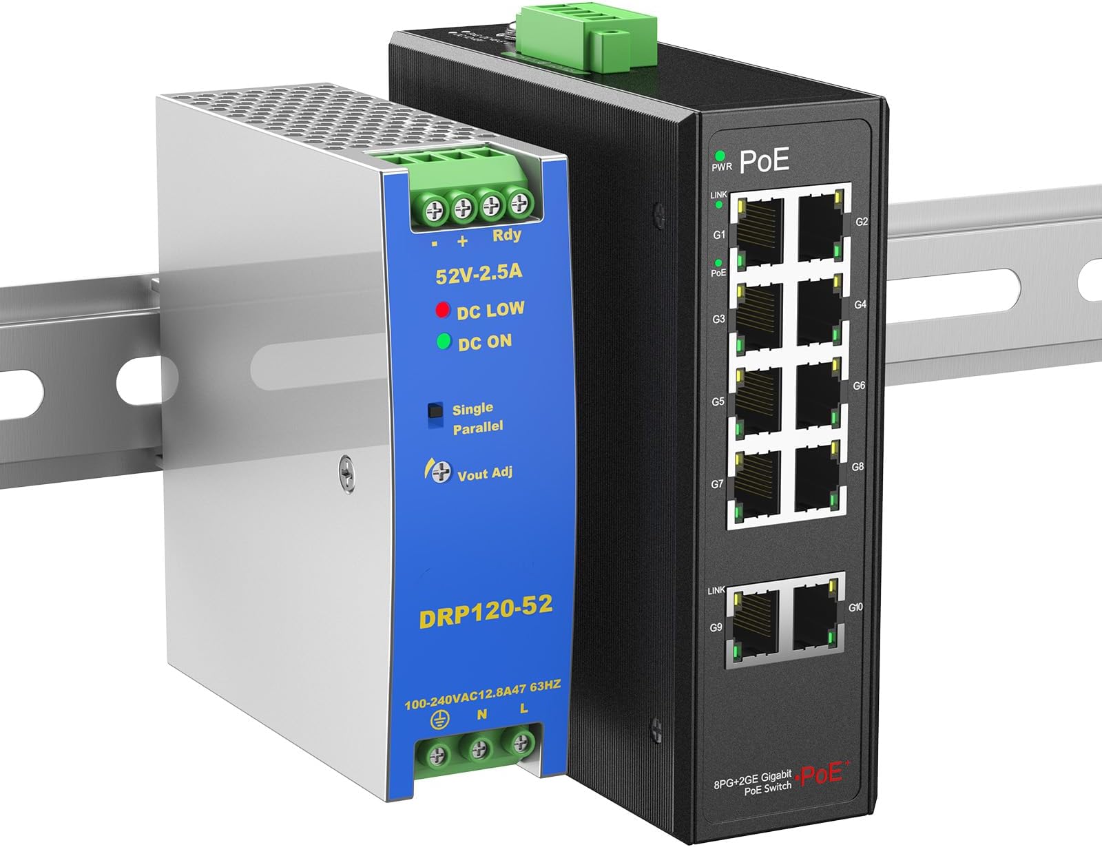 Amazon.com: Industrial 8-Port Full Gigabit POE+ Switch with Industrial ...