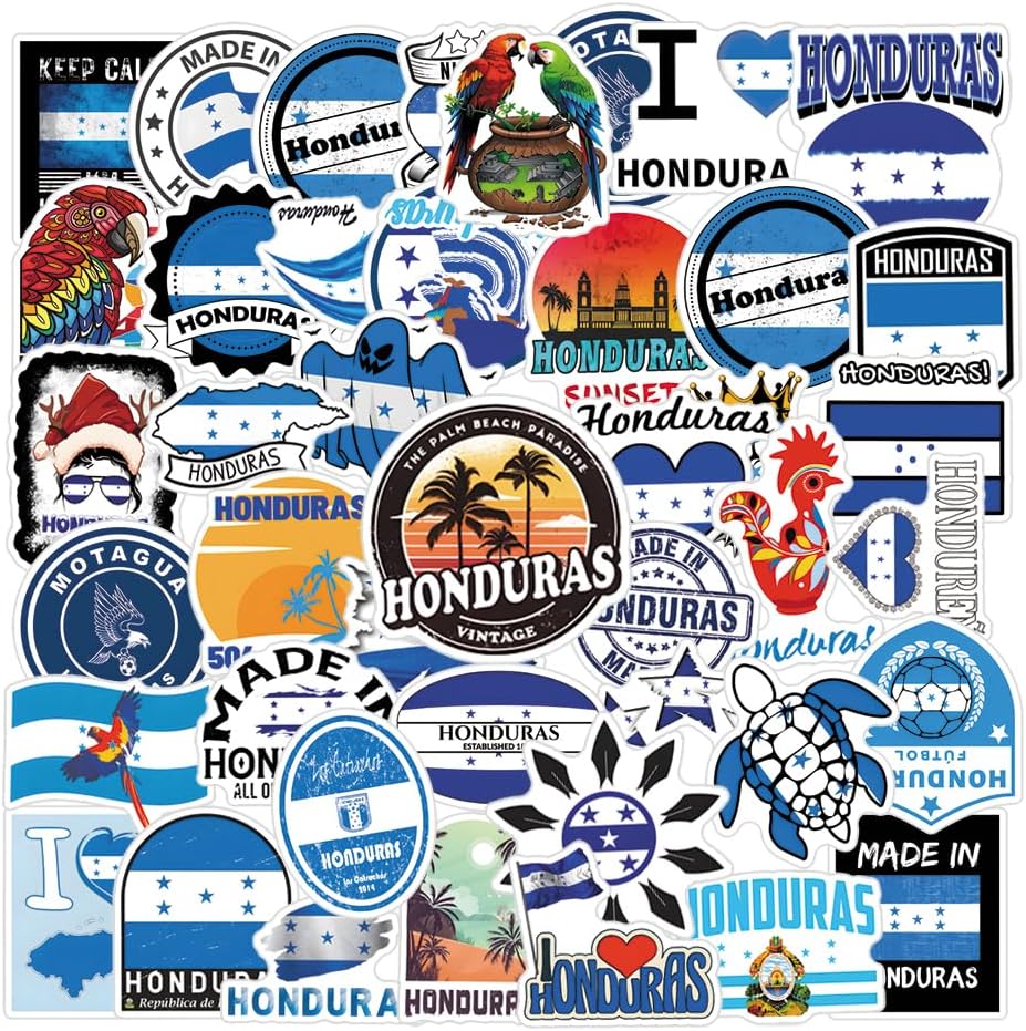 Amazon.com - Squiddy Honduras Map with Flag - Vinyl Sticker Decal for ...