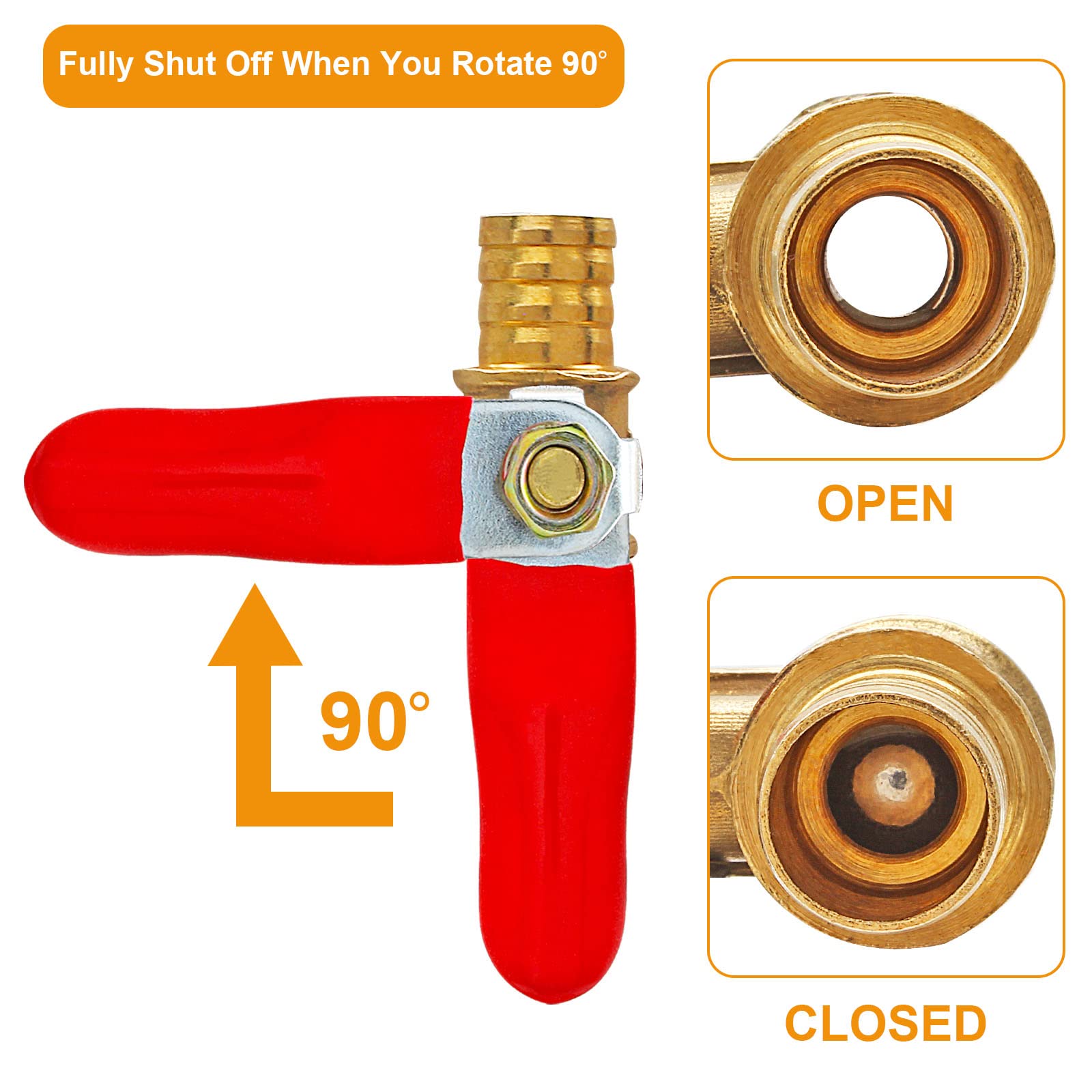 Snapklik.com : 2 PCS Brass Ball Valve Shut Off Switch, 1/2" Hose ID X 1 ...