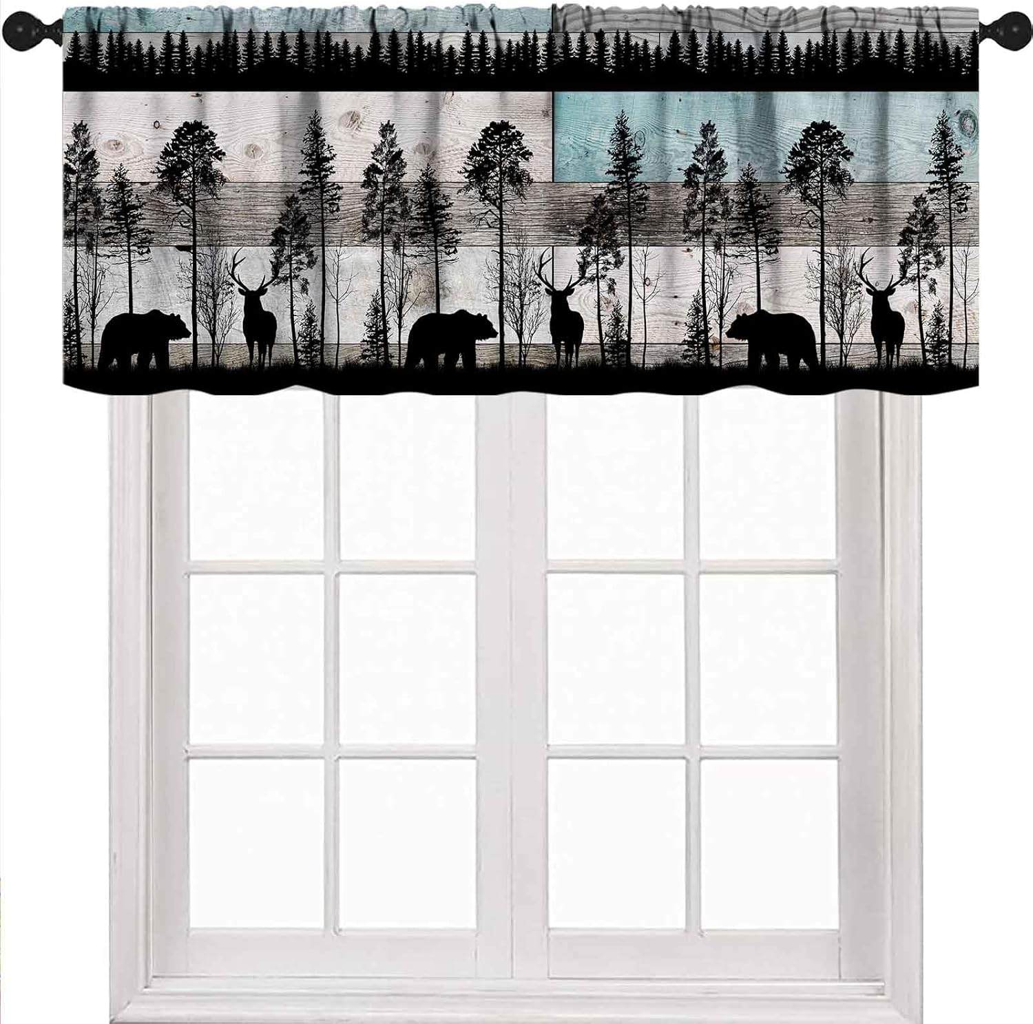 Amazon.com: Lnepty Rustic Cabin Window Valance,Farmhouse Country Lodge ...