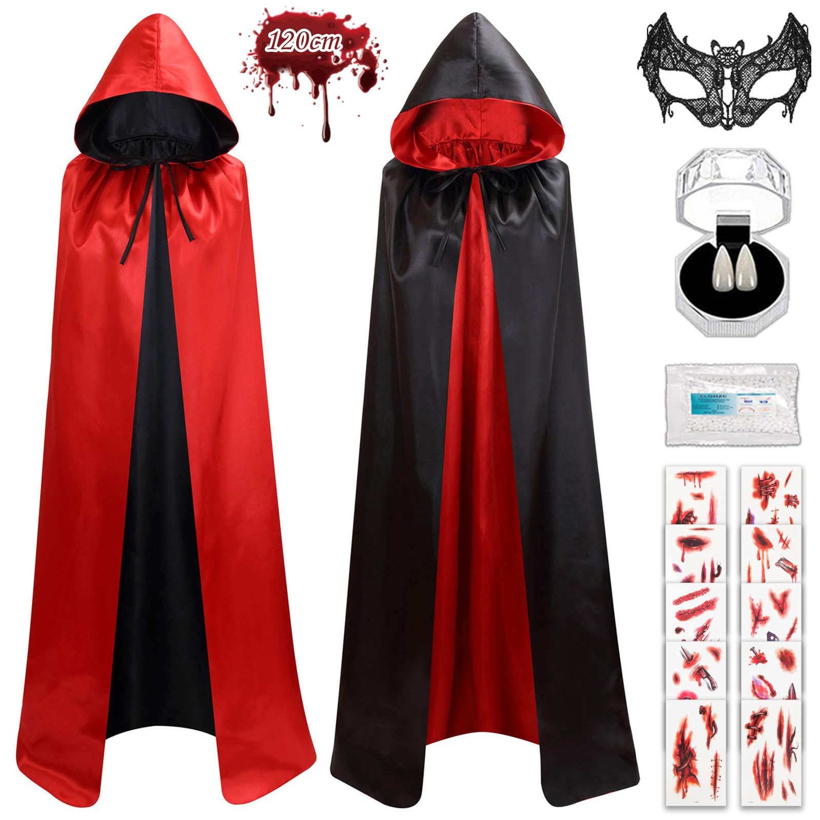 Ctxtqtdt Vampire Cape Adult Kids 120 cm, Unisex Halloween Vampire ...