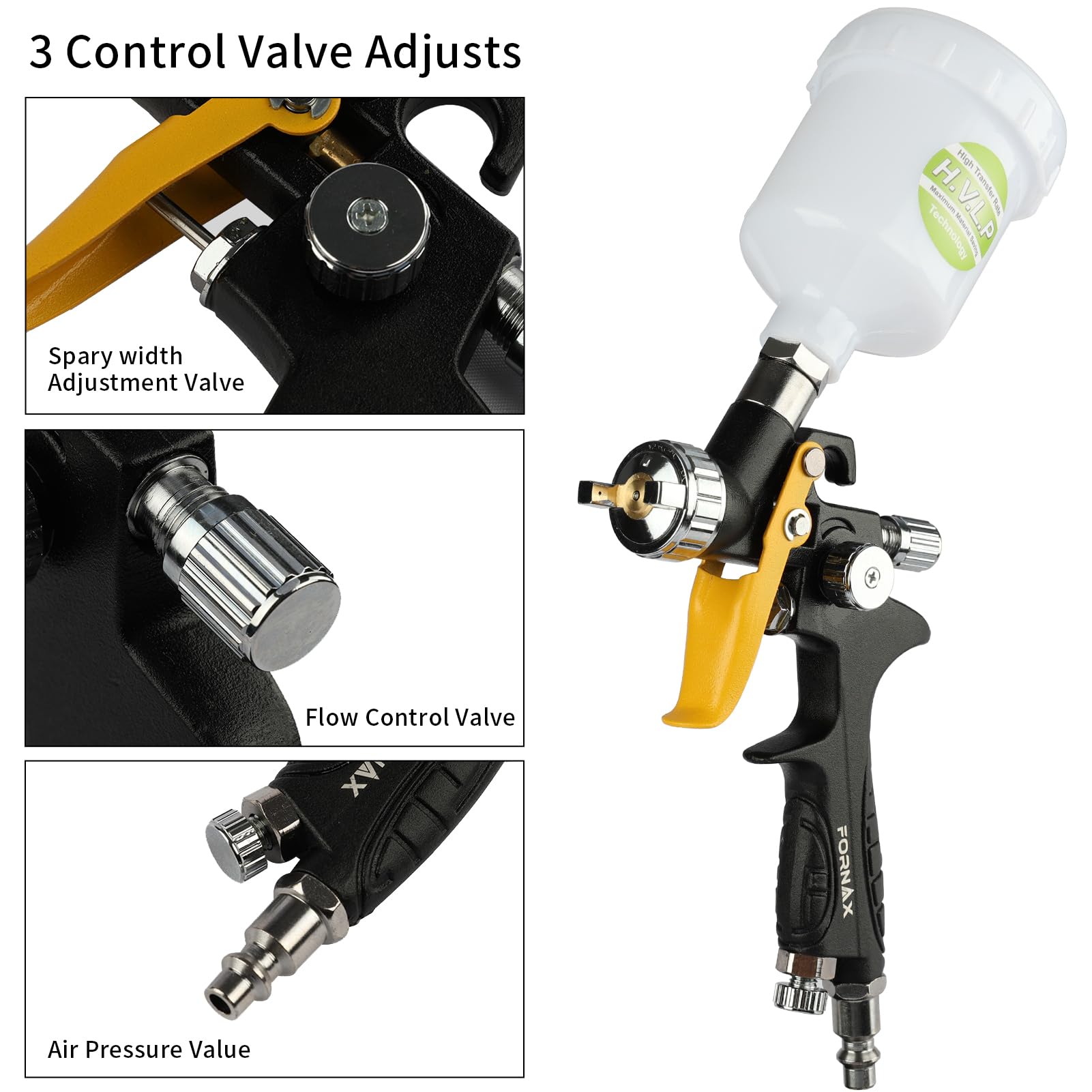 Snapklik.com : FORNAX HVLP Mini Spray Gun, Gravity Feed Paint Sprayer Gun