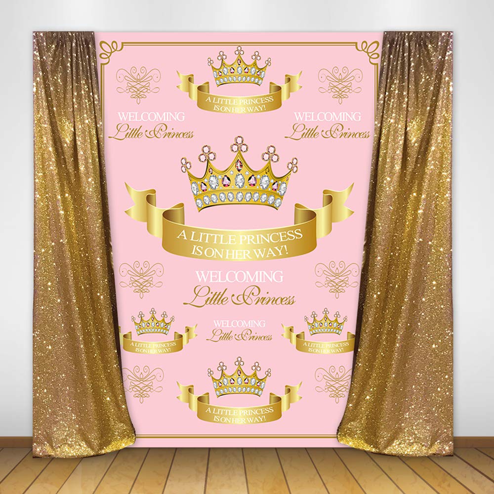 Mehofoto Little Princess Baby Shower Backdrop Royal Pink Crown Princess ...