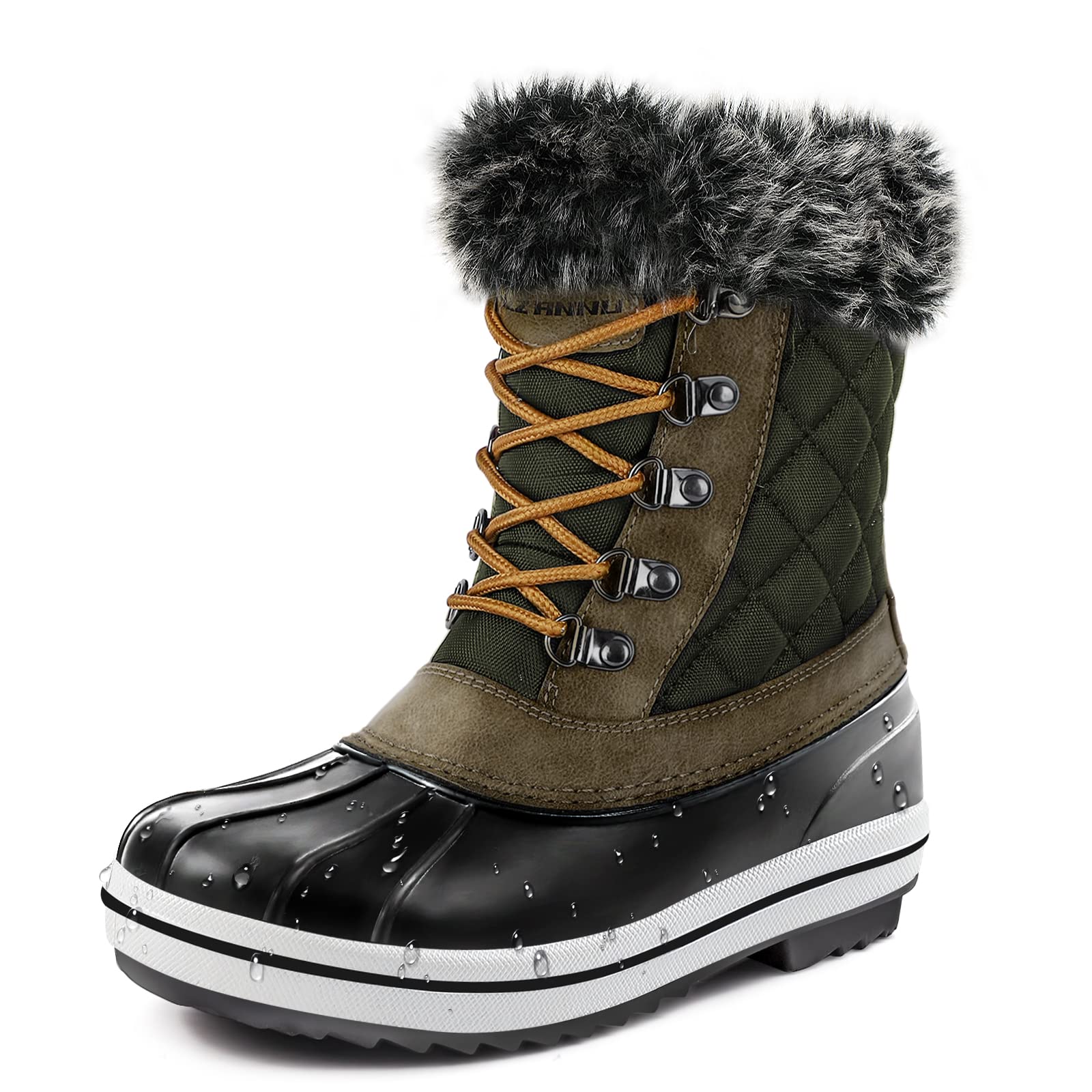 PIZZ ANNU Women's Snow Boots Waterproof Slip Resistant Warm Faux Fur ...