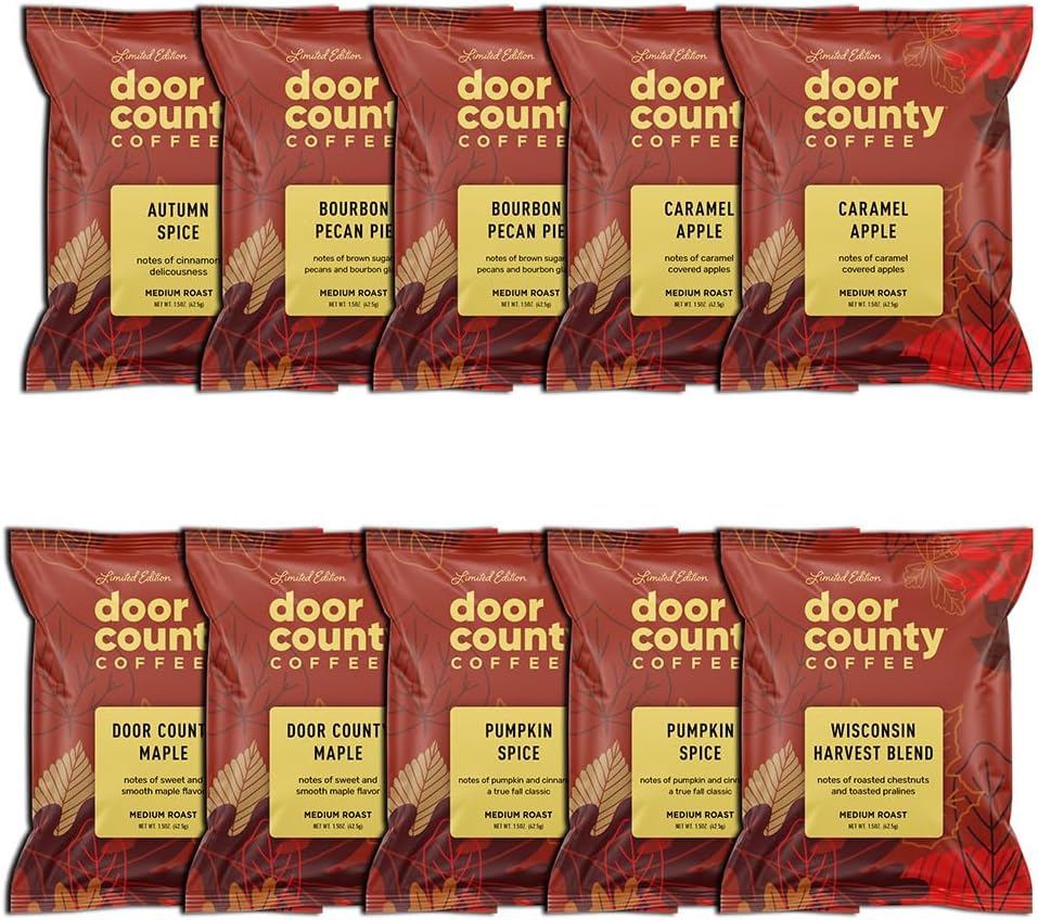 Amazon.com : Gourmet Fall Flavored Coffee Sampler Pack - 10 Bags of ...