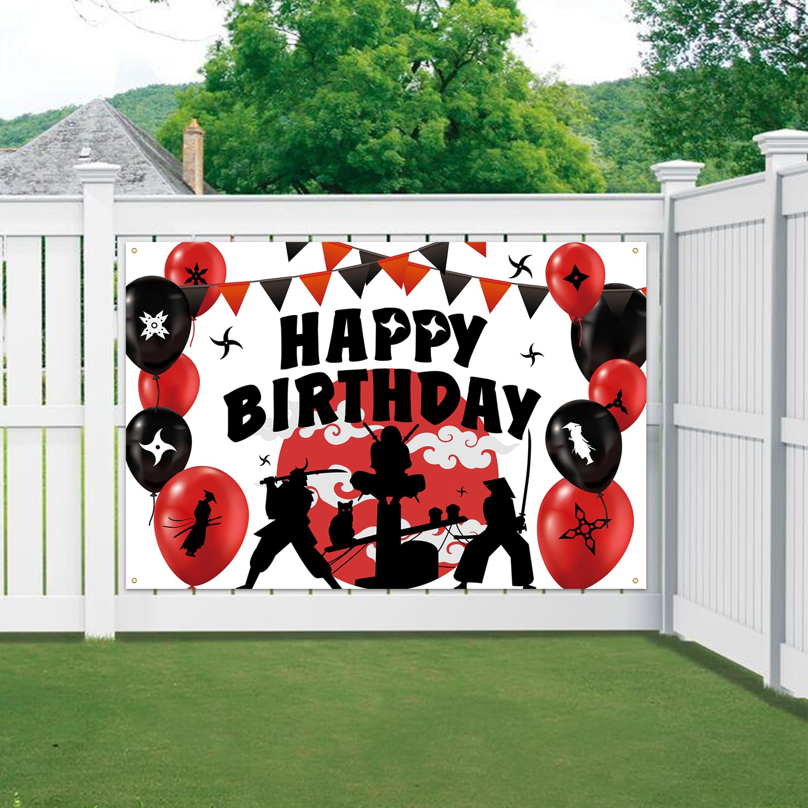 Backdrop Martial Arts Samurai Happy Birthday Decorations Banner ...