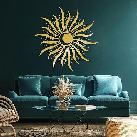Amazon.com: Boho Celestial Decor - Large Metal Sun Wall Art, Minimalist ...