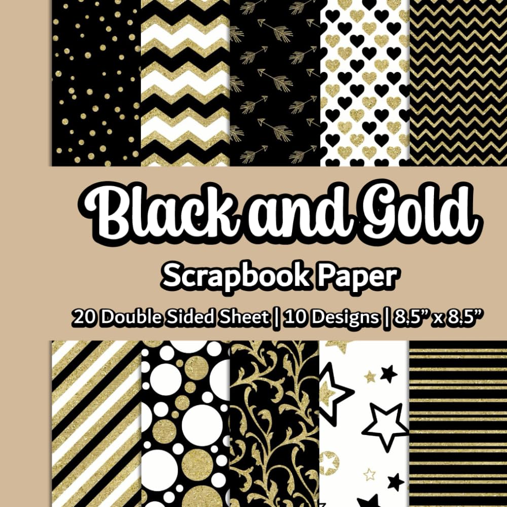 Amazon | Black And Gold Scrapbook Paper: New Year's Eve Scrapbook Paper ...
