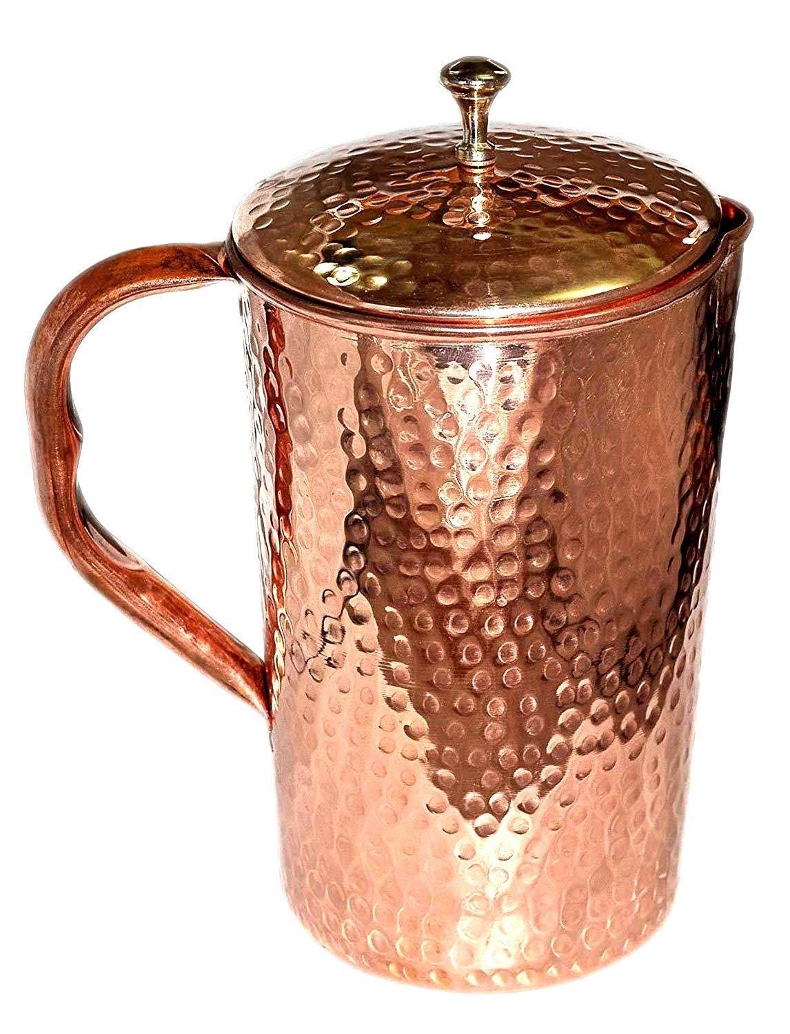 Amazon.com: 100% Pure Copper Water Pitcher Pot r 1.5 Ltr For Drinking ...