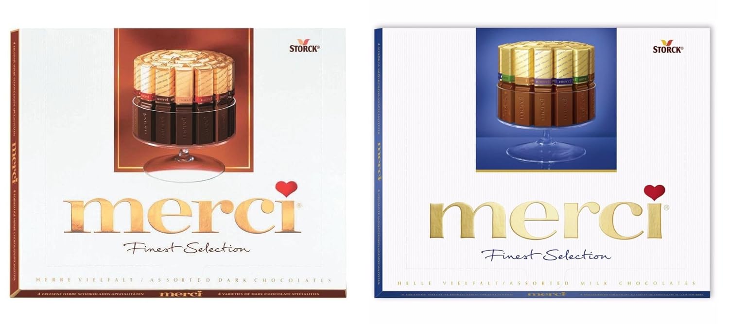 Amazon.com: Merci European Dark & Milk Chocolates, (Red+Blue 8.8 Ounce ...