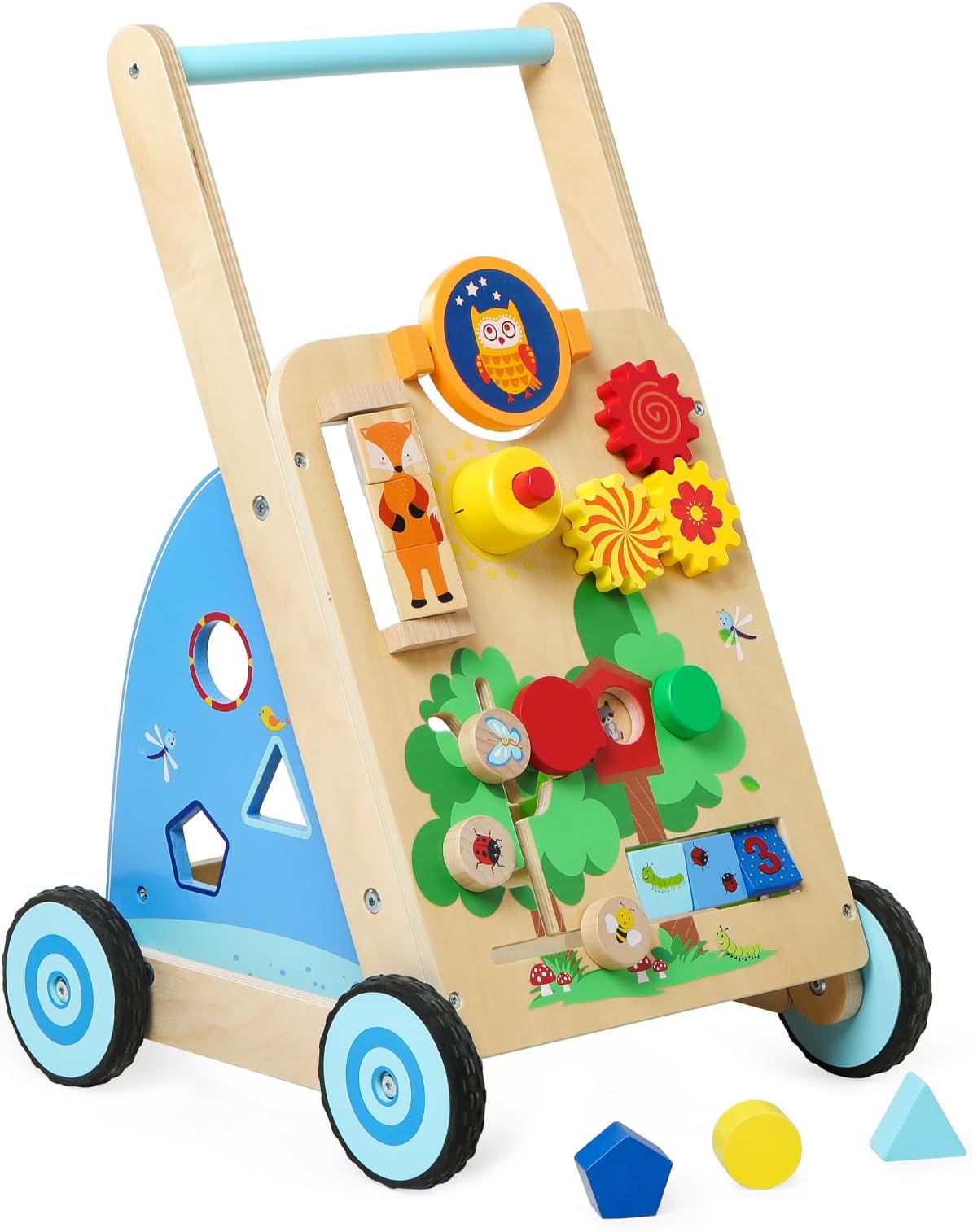 Amazon.com: Wooden Baby Walker, Activity Walk, Toddler Push Walking Toy ...