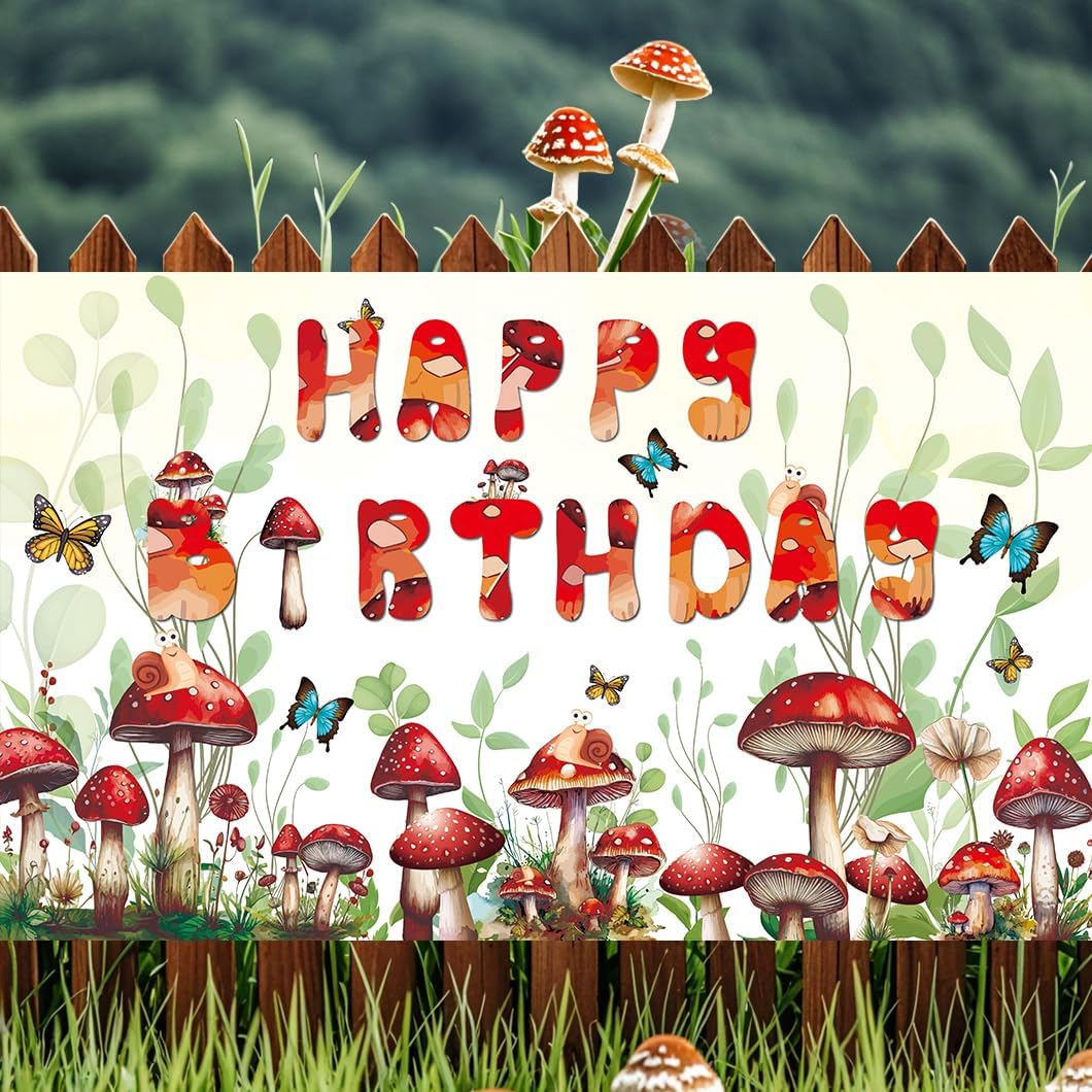 Amazon.com: Mushroom Birthday Decorations Mushroom Themed Birthday ...