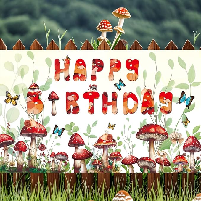 Amazon.com: Mushroom Birthday Decorations Mushroom Themed Birthday ...