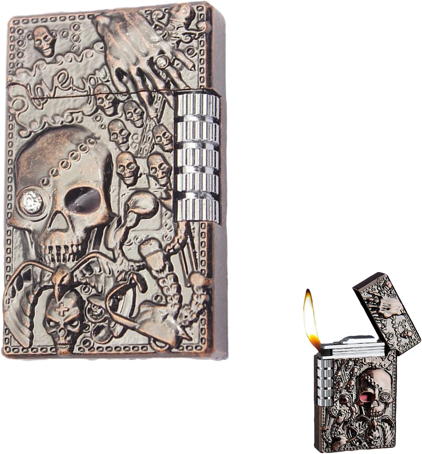 Amazon.com: Cool Engraved Skull Lighter, Creative Grinding Wheel Butane ...