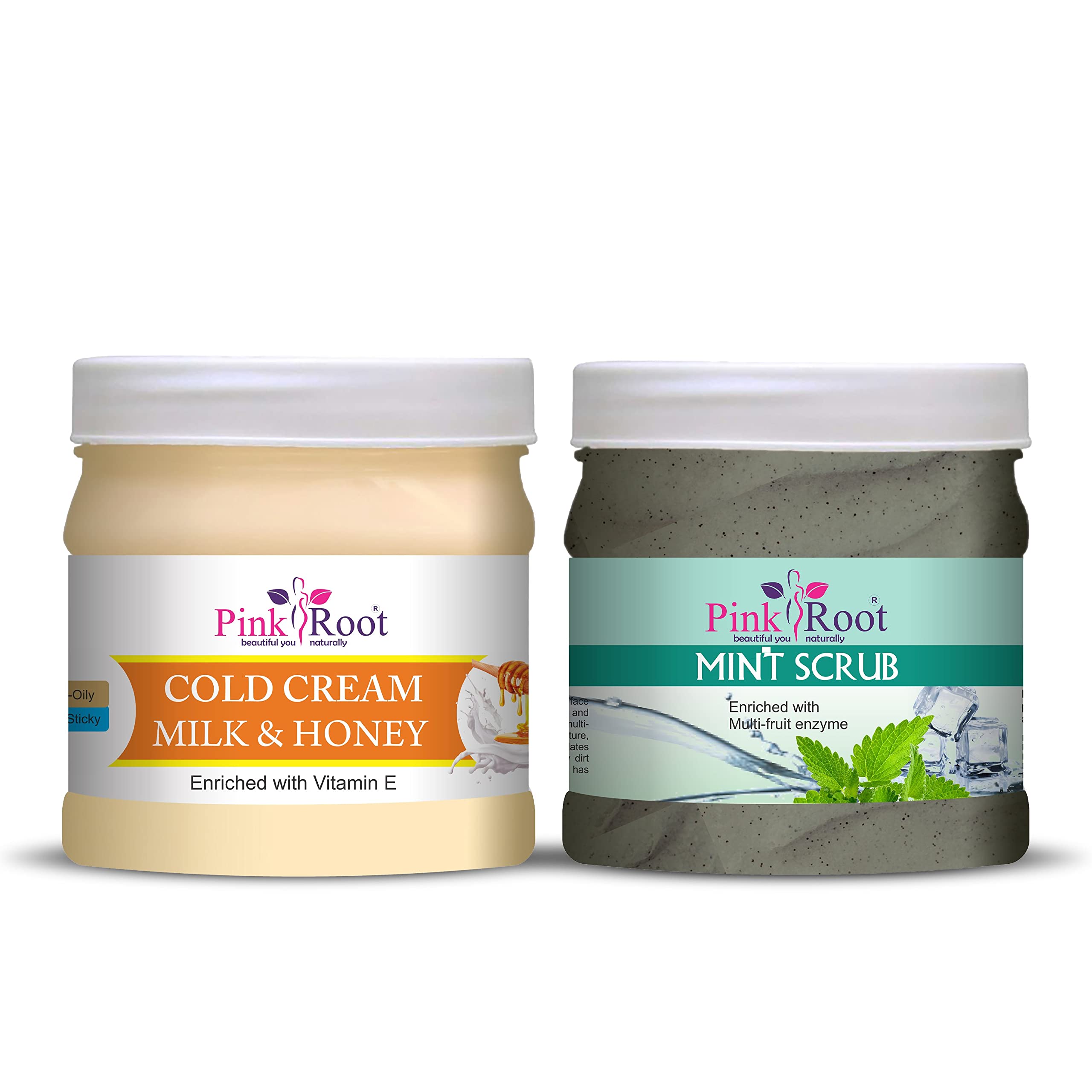 Buy Pink Root Milk & Honey Cold Cream 500ml with Mint Scrub 500ML ...