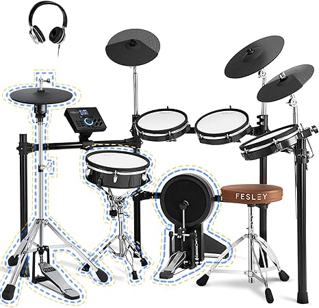 Amazon.com: Fesley Electric Drum Set with Independent Hi-Hat Snare Drum ...