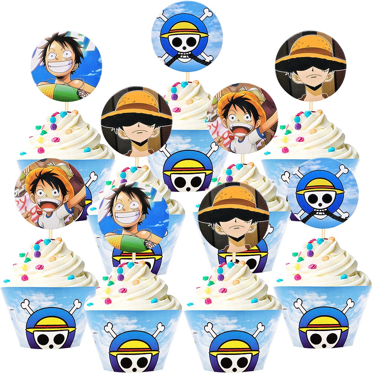 Buy One Piece Cupcake Toppers - Miotlsy 48pcs Cake Toppers Happy ...