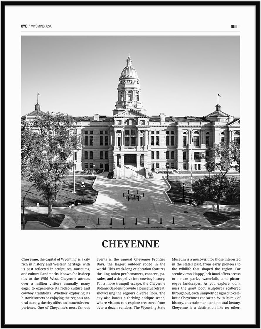 Amazon.com: Cheyenne Poster – Wyoming State Capitol Print, Historic ...