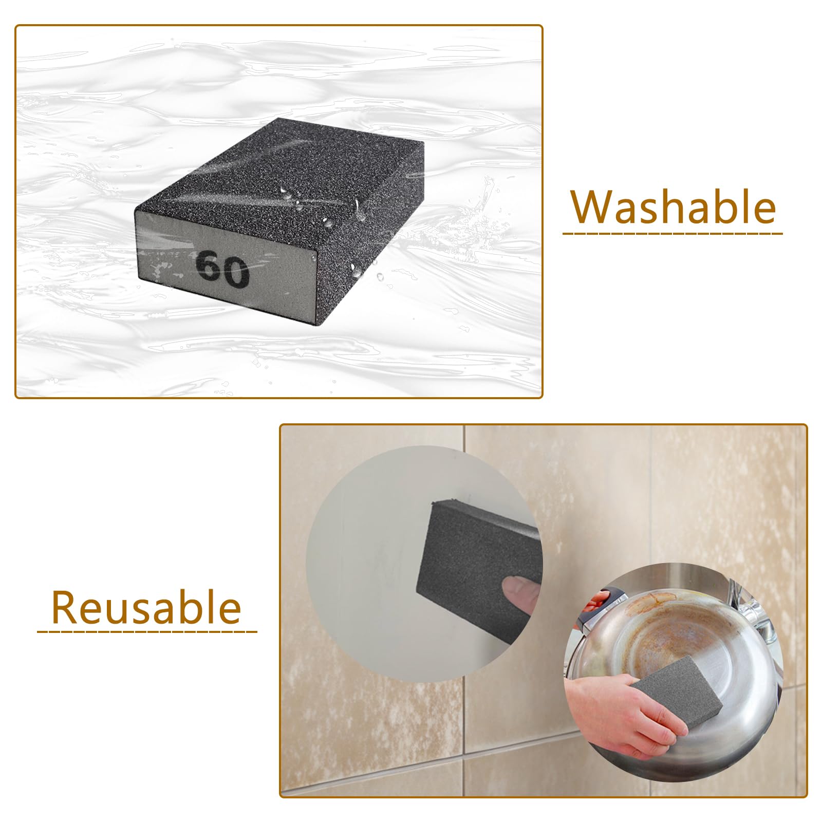 Snapklik.com : 8 Pcs Wet Dry Sanding Sponges, 60 Grit Hand Sandpaper ...
