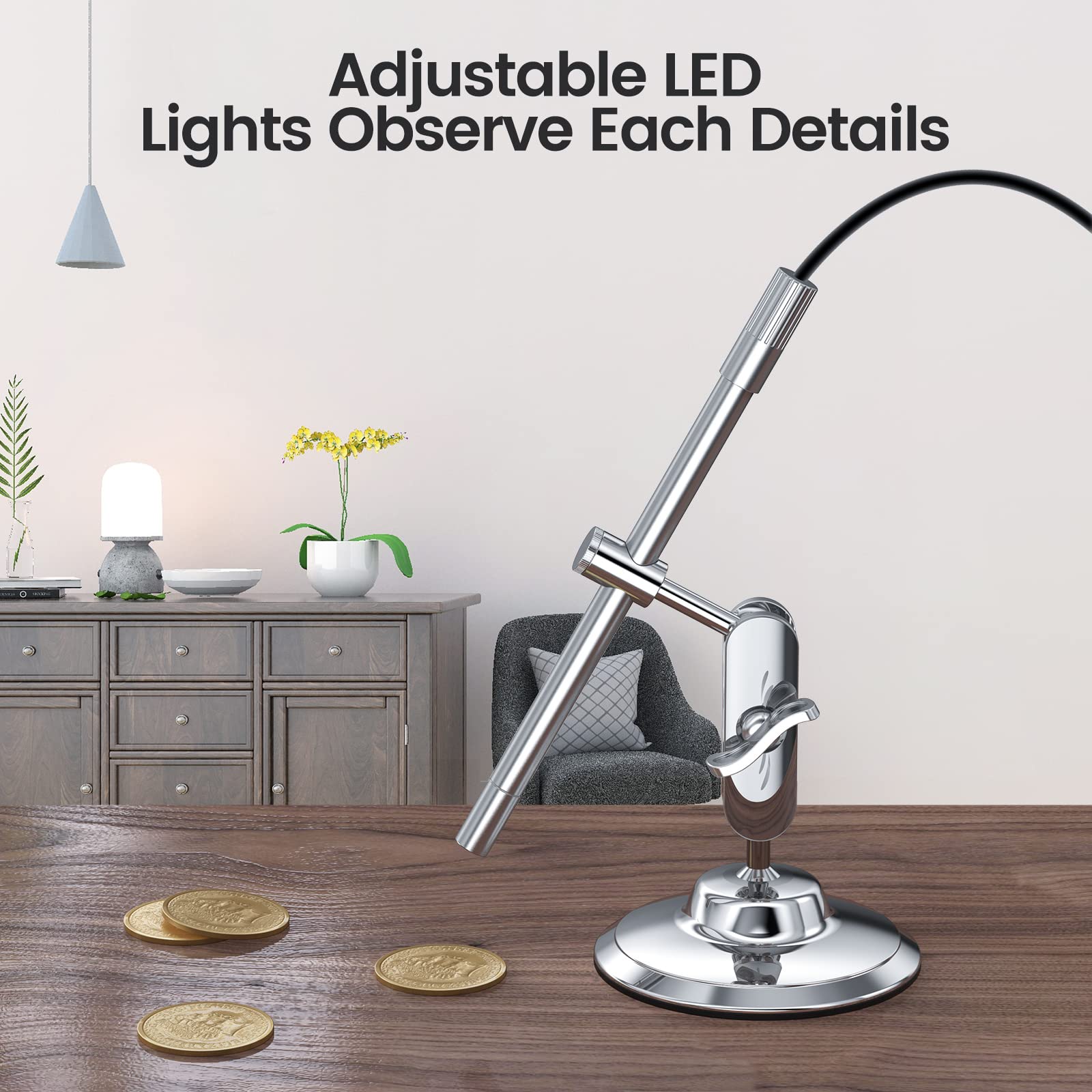 USB Digital Microscope, Teslong 10X to 200X Magnification Camera with ...