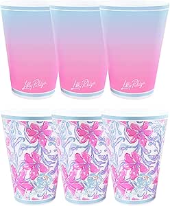 Amazon.com: Lilly Pulitzer 14 Ounce Reusable Plastic Pool Cups, Set of ...