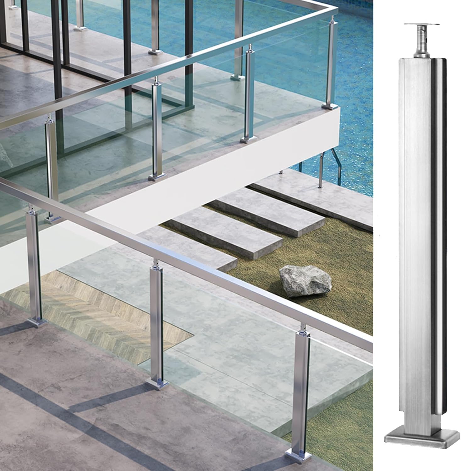 Amazon.com: GIVROLDZ Glass Railing for Balcony, 304 Stainless-Steel ...