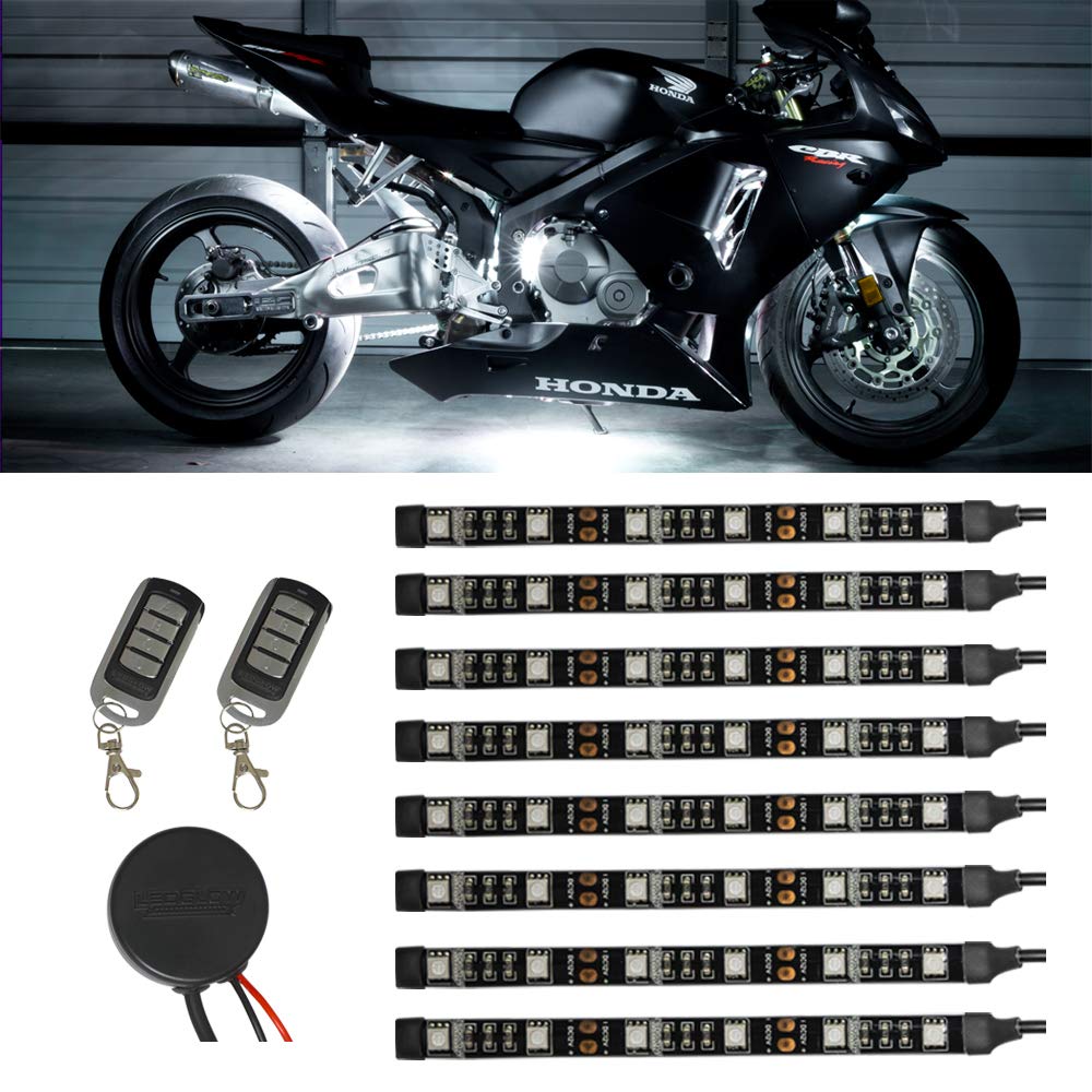 Motorcycle Underglow Kit LEDGlow 12pc Advanced Orange LED Flexible ...