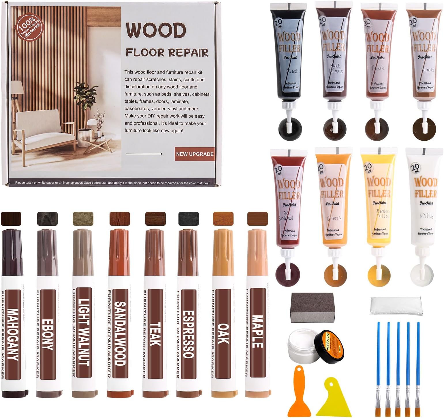 Amazon.com: Wood Flooring Scratch Repair Kit, 27PCS Wood Floor Scratch ...