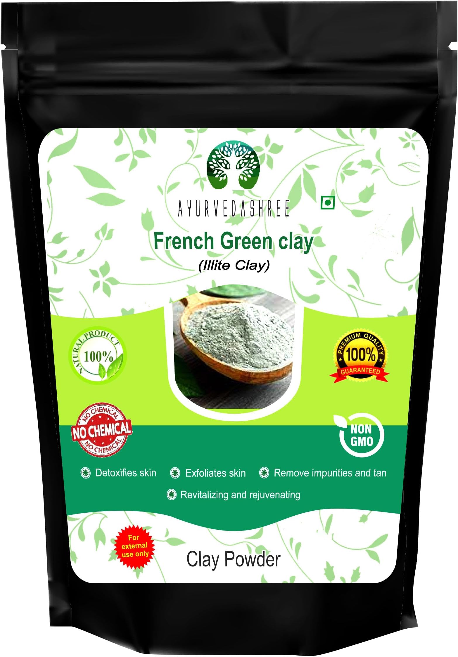 Amazon.com : Raslok French Green Clay | Montrmorillonite Clay | Facial ...