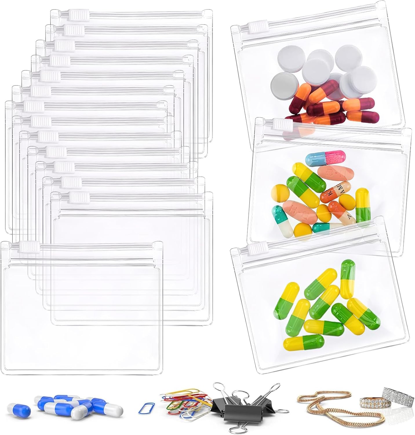 Pill Pouch Bags Small, 14 Pcs Zippered Pill Bags, Travel Medicine ...