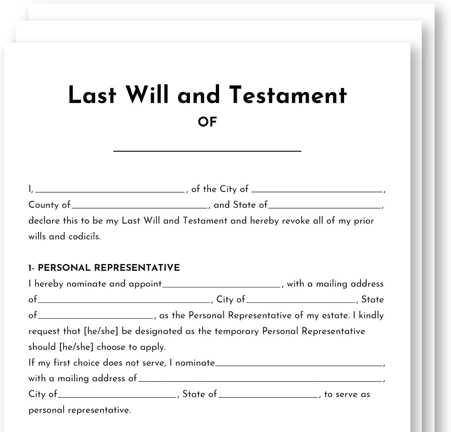 Last Will and Testament kit 2025, Simple Will Forms - Blank Legal Last ...