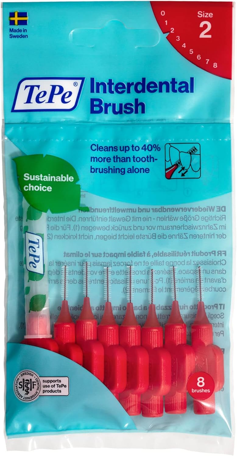Amazon | TePe 歯間ブラシ オリジナル レッド 0.5mm/ISO 2 8本 効率よく歯間洗浄 歯垢除去 デンタルフロス 狭い隙間 ...