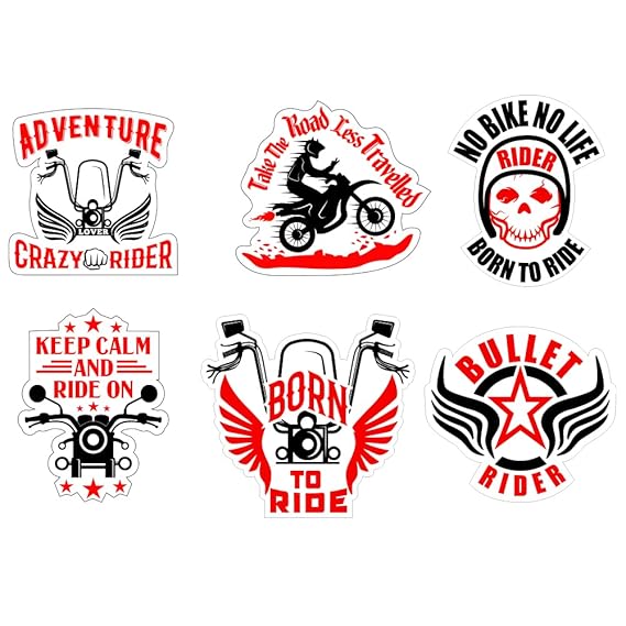 Sapnstudio Motorbike Bikers PVC Multicolor Glossy Stickers in 5x5in ...