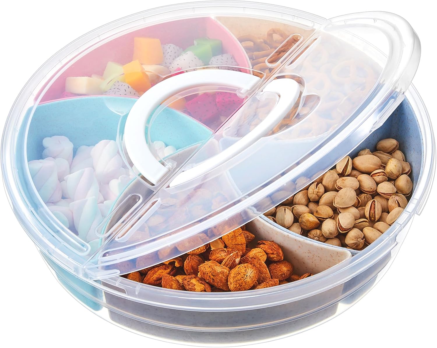 Amazon.com: Mifoci Round Divided Serving Tray Plastic Fruit Tray with ...