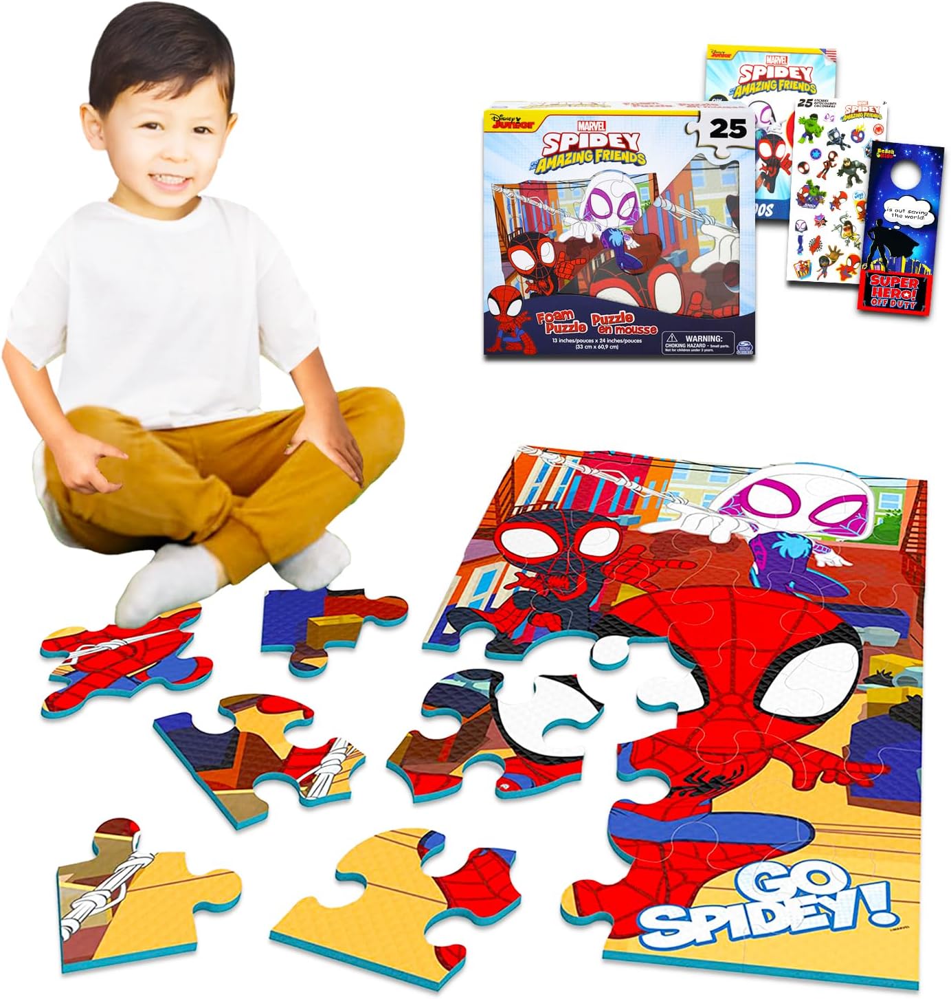 Amazon.com: Spidey and His Amazing Friends Floor Puzzle Set - Bundle ...