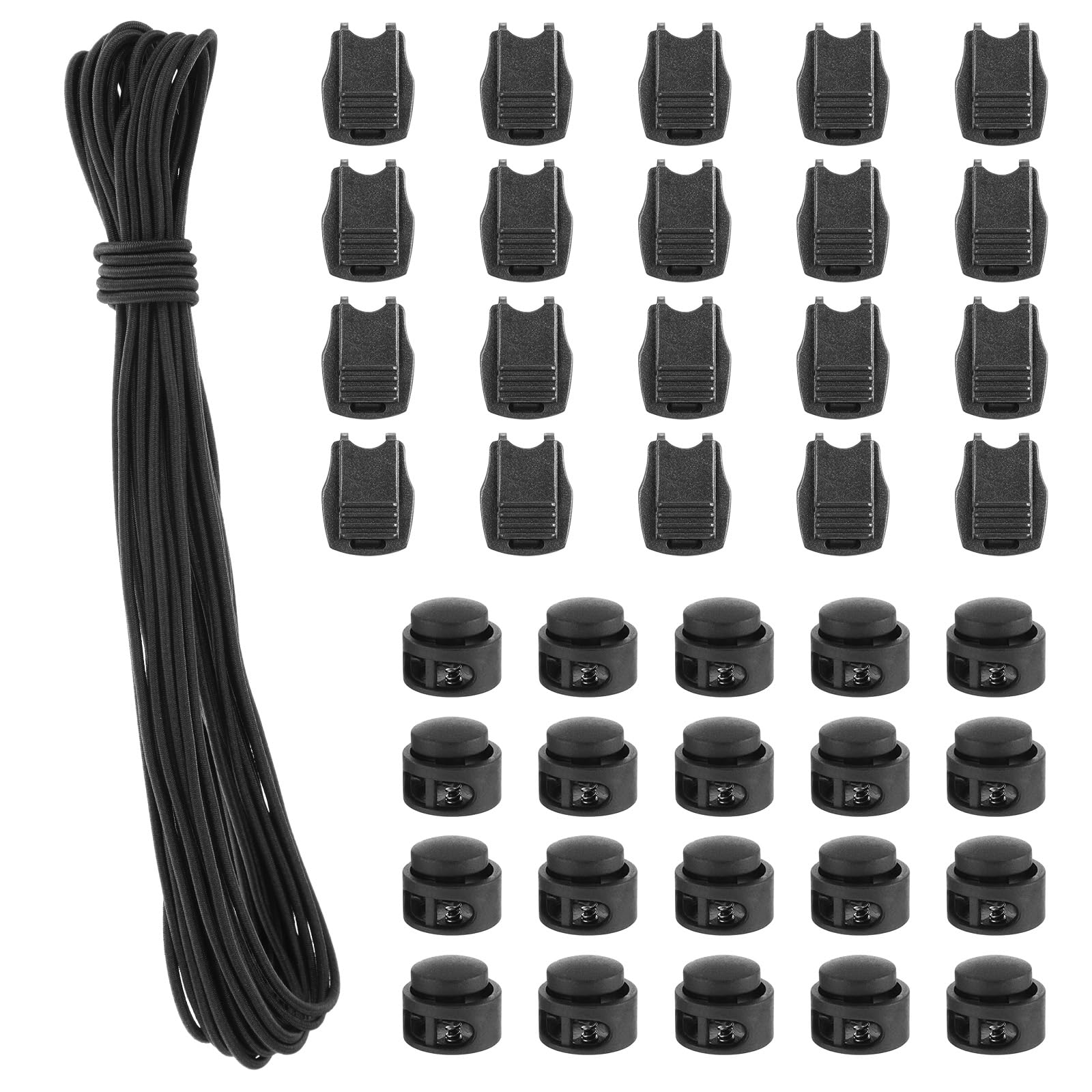 Amazon.com: 40Pcs Elastic Drawstring Cord Black Plastic Spring Cord ...