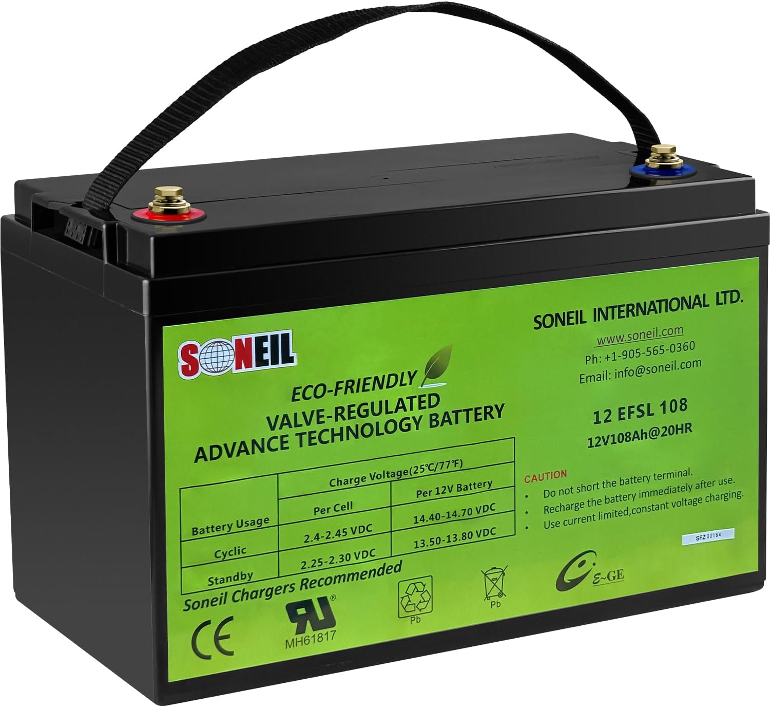 12V 108Ah Deep Cycle AGM Battery, High Capacity 12V Rechargeable ...