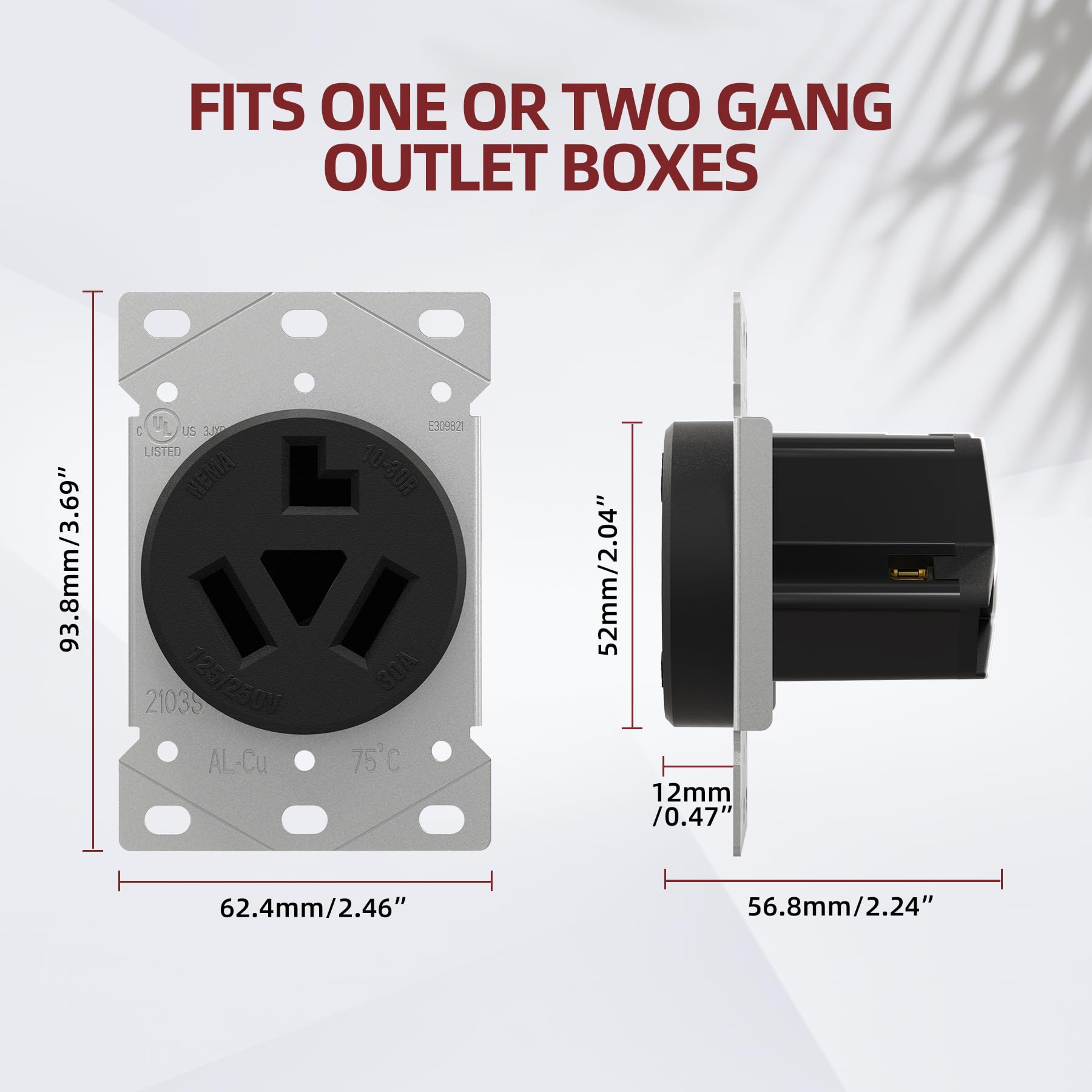 Snapklik.com : 10-30R Dryer Outlet 30-Amp 3-Pole, 3-Wire 125/250-Volts ...