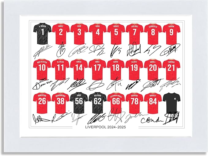 Liverpool Team Squad 2024-2025 Signed Poster Print Framed Picture Photo ...