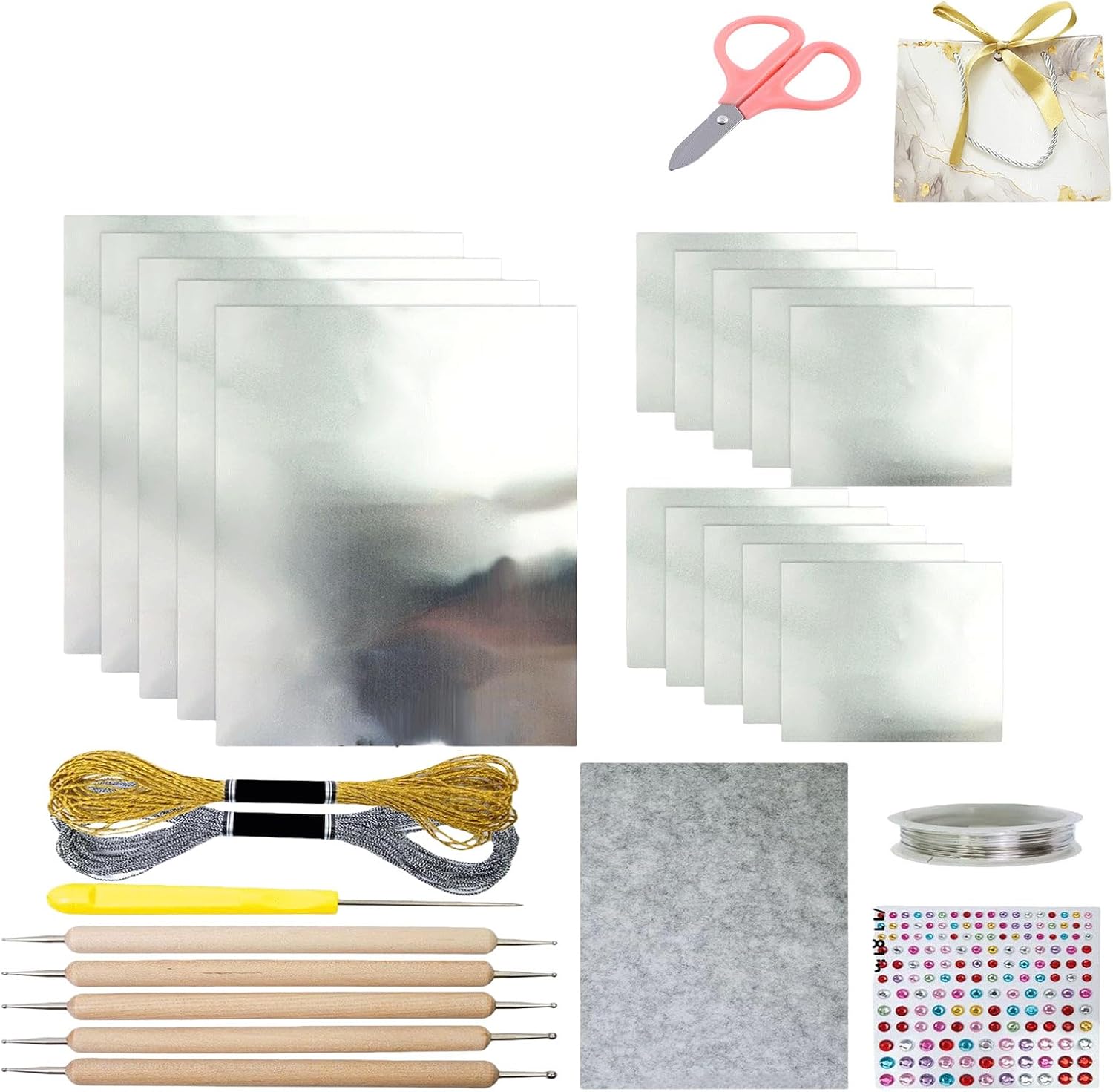 Amazon.com: 15Pcs Foil Paper Art Foils Sheet,Metal Embossing Foil ...