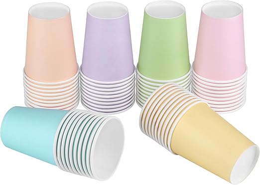 Amazon.com: URATOT 60 Pieces 9 Ounce Disposable Paper Cups Pastel ...